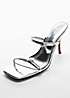 Mango May Silver Metallic Strap Heeled Sandals | Freemans
