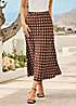 Sosandar Chocolate Brown Spot Print Satin Skirt | Freemans