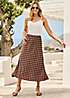 Sosandar Chocolate Brown Spot Print Satin Skirt | Freemans