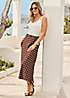 Sosandar Chocolate Brown Spot Print Satin Skirt | Freemans