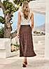 Sosandar Chocolate Brown Spot Print Satin Skirt | Freemans