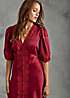 Together Deep Red Lace Trim Satin Midaxi Dress | Freemans