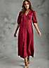 Together Deep Red Lace Trim Satin Midaxi Dress | Freemans