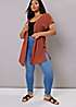 Yours Curve Rust Orange Grown On Sleeve Jersey Cardigan | Freemans